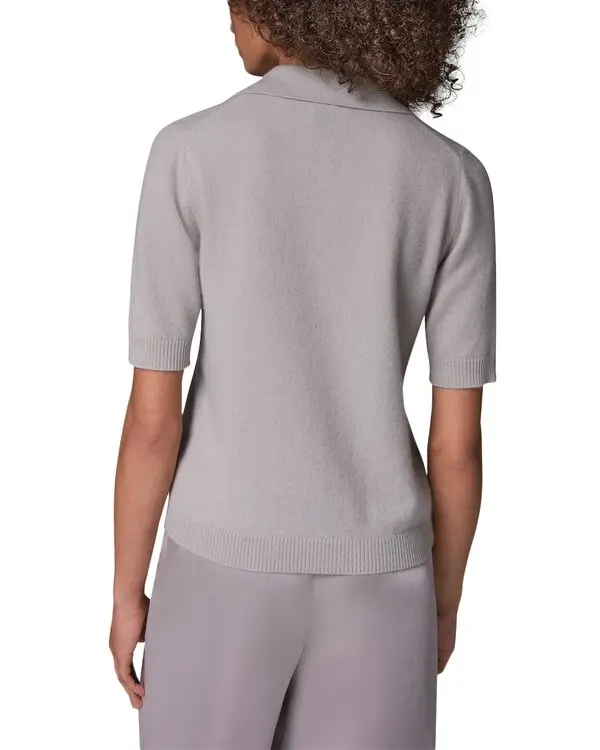 DONNA KARAN WEEKEND Cashmere Elbow Sleeve Polo Sweater