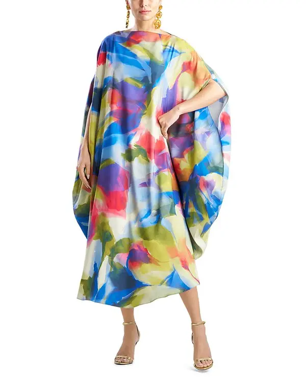 Natori Kumo Printed Satin Circle Caftan