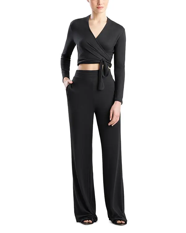 Natori Bliss Essentials Ballet Wrap Top - Black