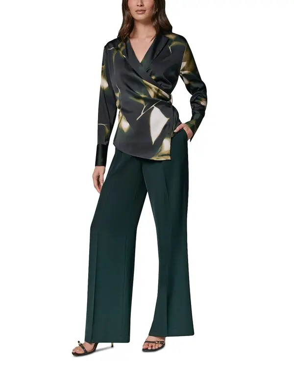 Donna Karan New York Printed Hardware Trim Side Ruched Blouse