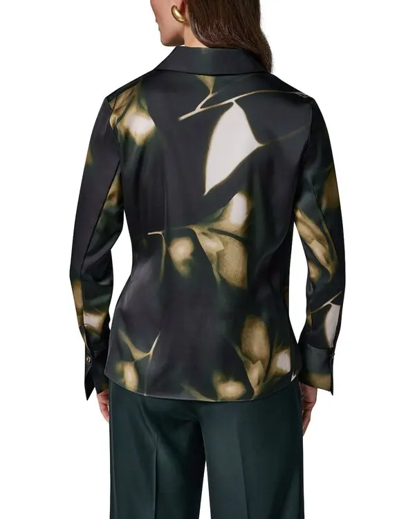 Donna Karan New York Printed Hardware Trim Side Ruched Blouse
