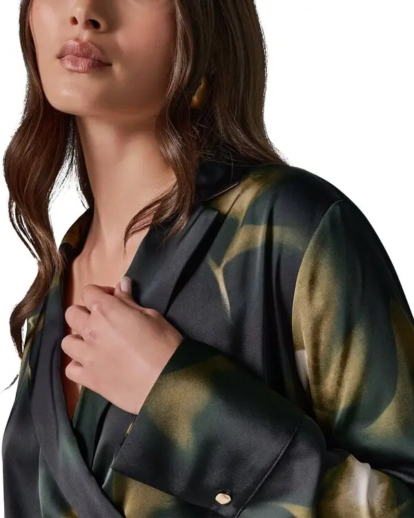 Donna Karan New York Printed Hardware Trim Side Ruched Blouse