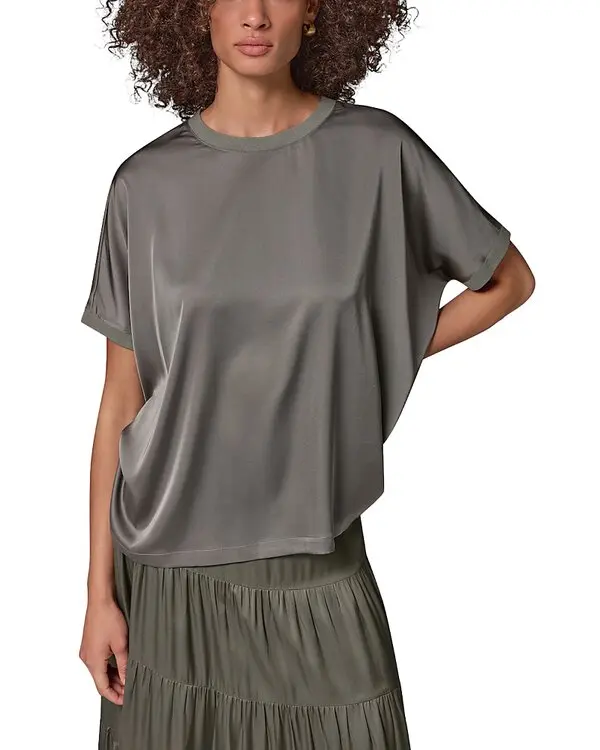 DONNA KARAN WEEKEND Donna Karan Short Dolman Sleeve Satin Top - Sage