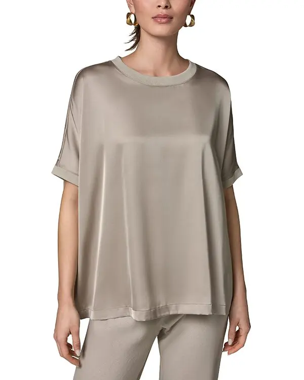 DONNA KARAN WEEKEND Donna Karan Short Dolman Sleeve Satin Top