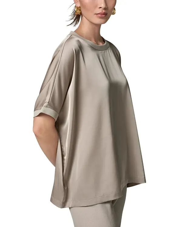 DONNA KARAN WEEKEND Donna Karan Short Dolman Sleeve Satin Top