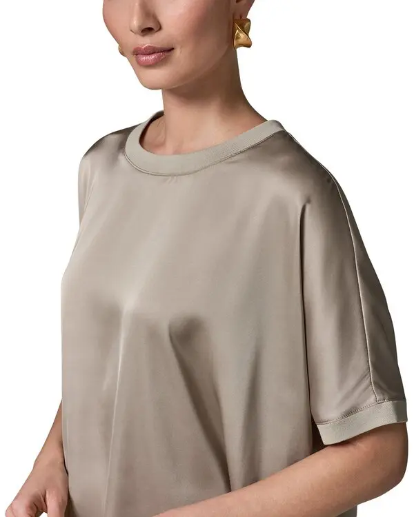 DONNA KARAN WEEKEND Donna Karan Short Dolman Sleeve Satin Top