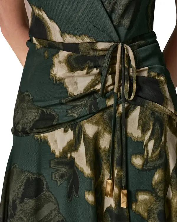 Donna Karan New York Printed Chiffon Faux Wrap Dress