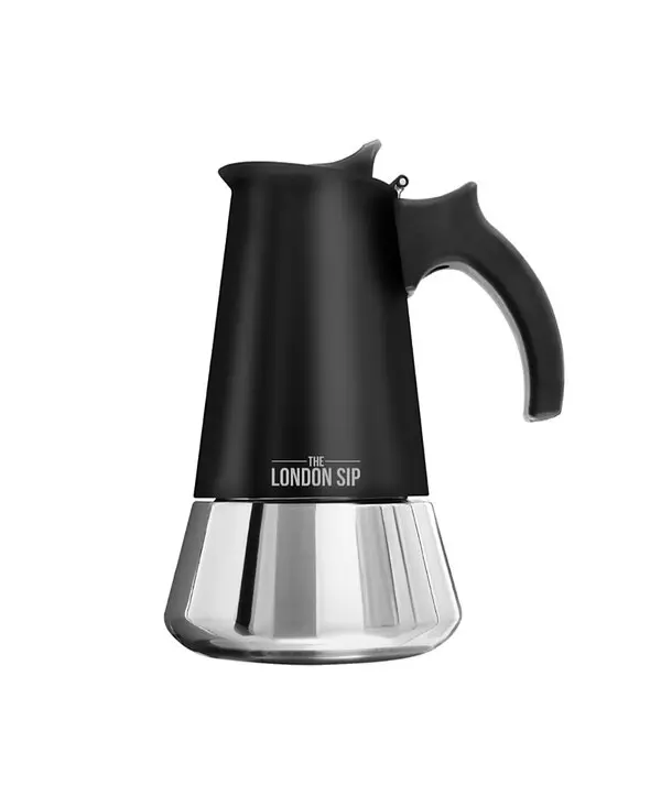 THE LONDON SIP Stainless Steel Espresso Maker, 10 Cup - Black