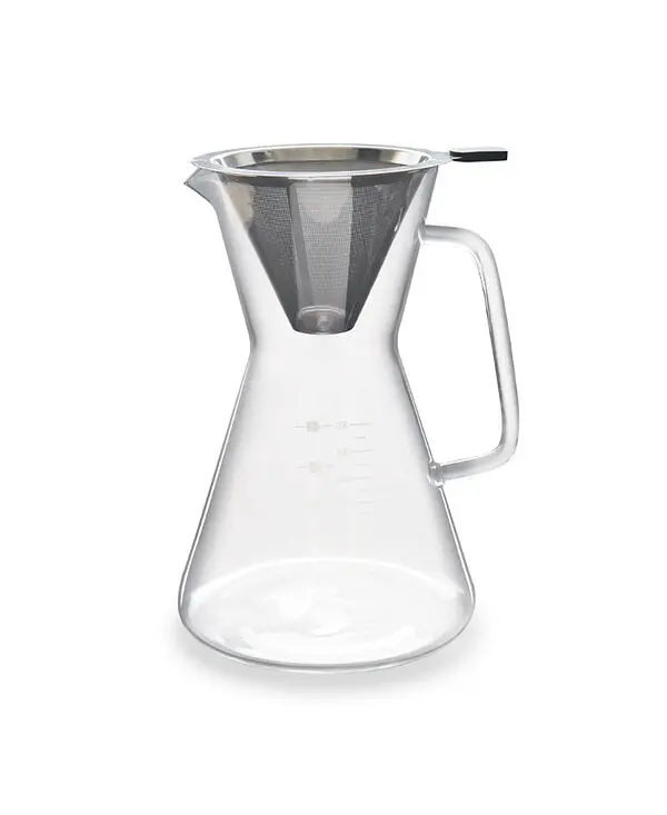THE LONDON SIP Glass Pour Over Carafe, 1200 Ml - Silver