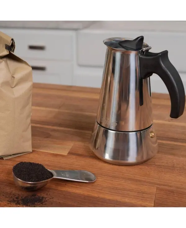 THE LONDON SIP Espresso Maker & Coffee Spoon Bundle, 10 Cup