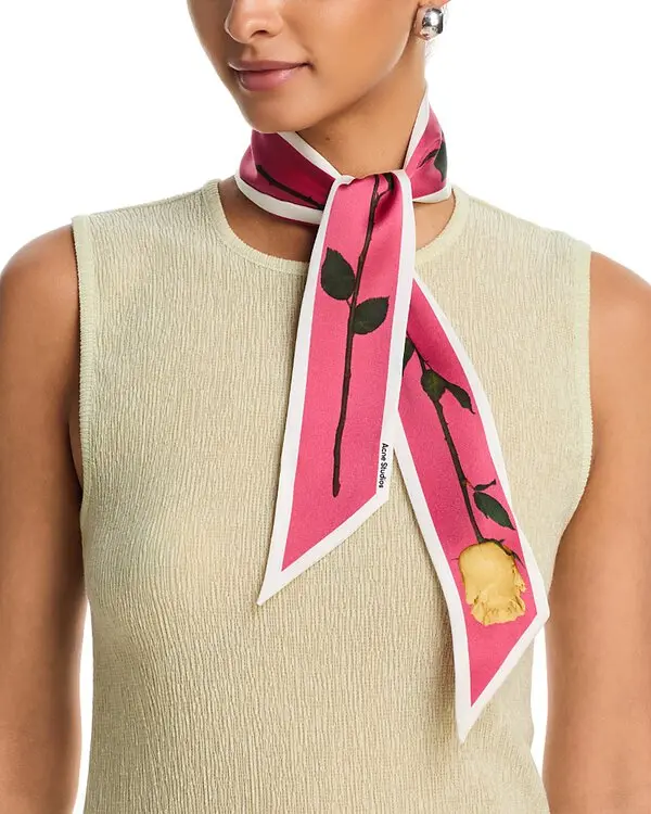 Acne Studios Yellow Rose Long Silk Scarf