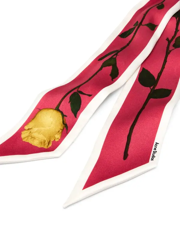 Acne Studios Yellow Rose Long Silk Scarf