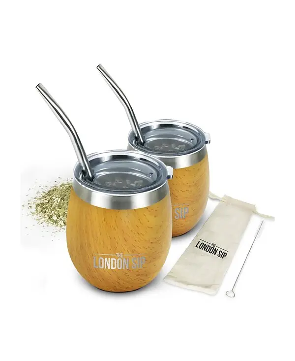 THE LONDON SIP Yerba Mate Cup Set, 8 Oz - Beige