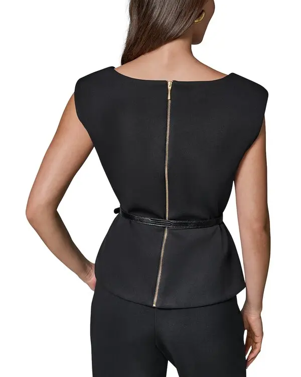 Donna Karan New York Sleeveless Peplum Top With Square Neckline