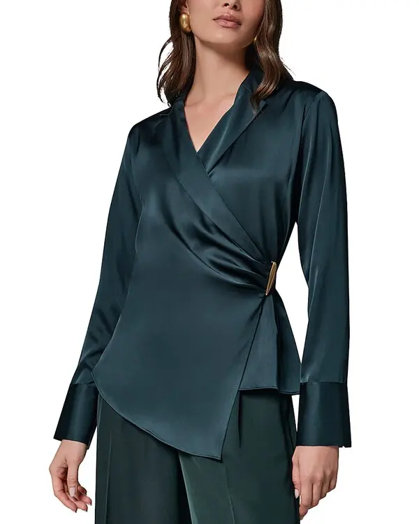 Donna Karan New York Hardware Trim Side Ruched Blouse