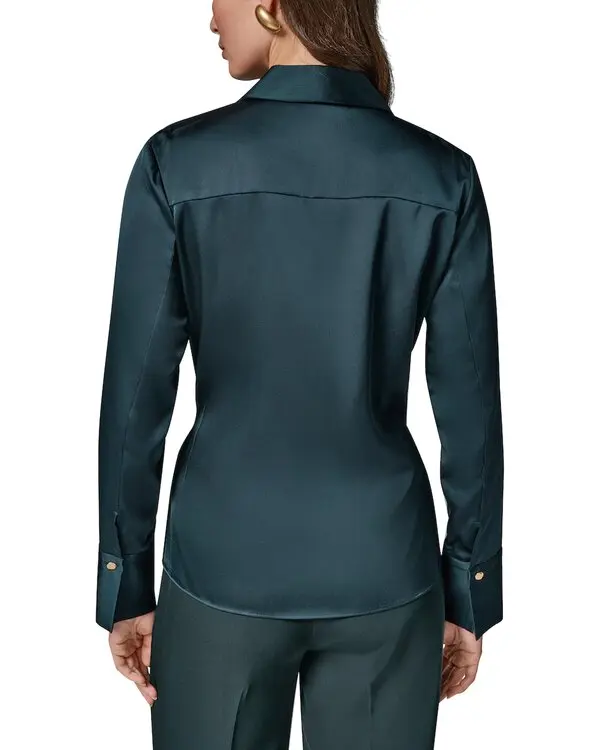 Donna Karan New York Hardware Trim Side Ruched Blouse