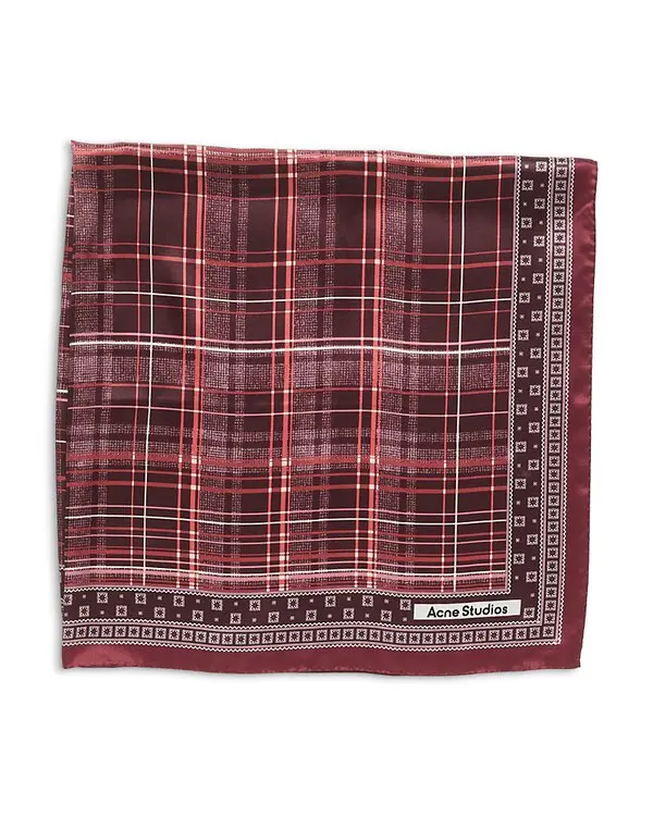 Acne Studios Checkered Silk Scarf - Burgundy
