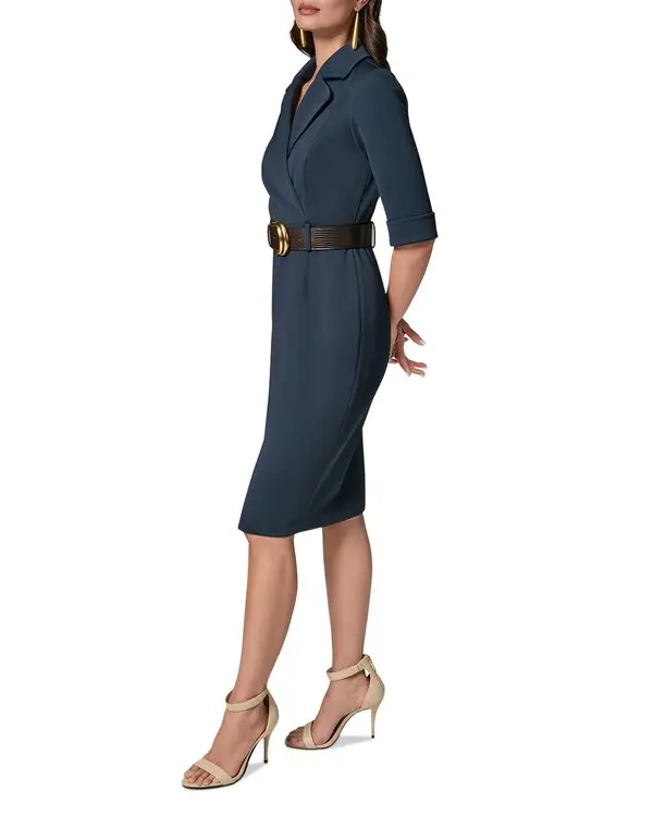 Donna Karan New York Belted Notched Lapel Dress