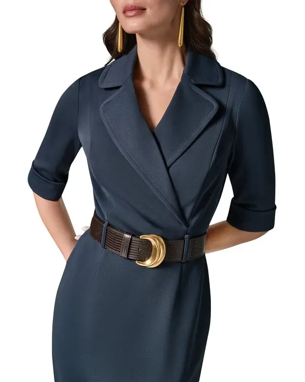 Donna Karan New York Belted Notched Lapel Dress