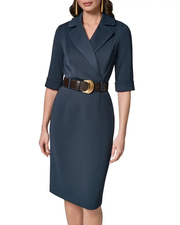Donna Karan New York Belted Notched Lapel Dress
