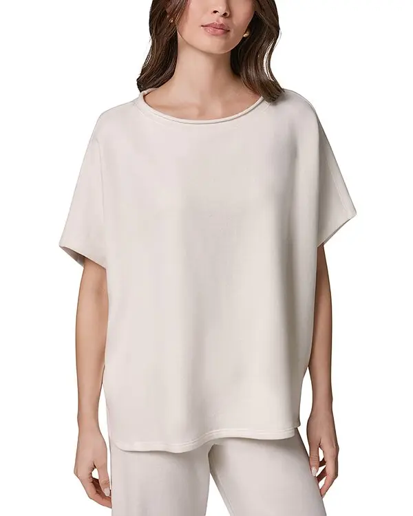 DONNA KARAN WEEKEND Donna Karan Luxe Cotton Dolman Sleeve Boat Neck Sweater