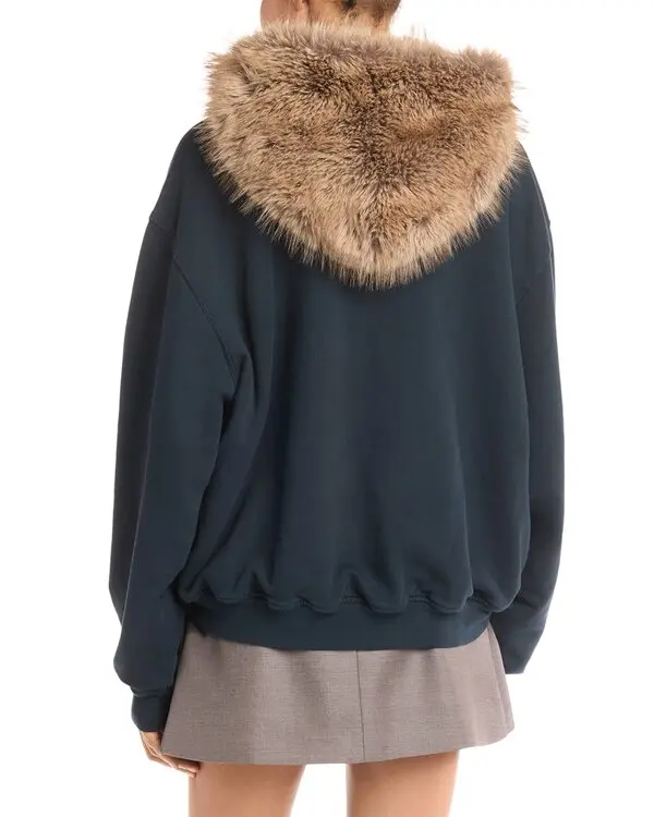 Acne Studios Faux Fur Trim Zip-up Sweatshirt