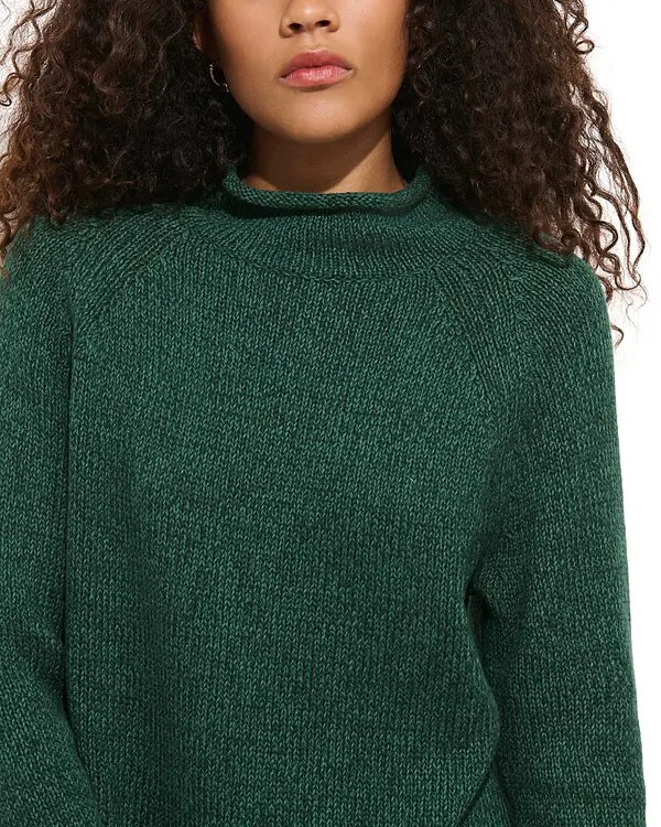 ALEX MILL Eastport Cotton Mock Neck Sweater - Marled Spruce