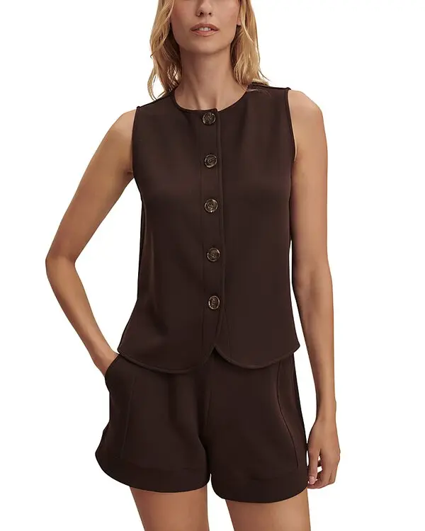 Varley Button Through Tank Top - Coffee Bean
