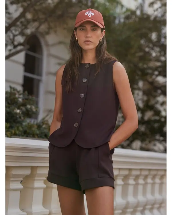 Varley Button Through Tank Top - Coffee Bean