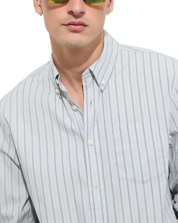 ALEX MILL Striped Cotton Poplin Long Sleeve Shirt