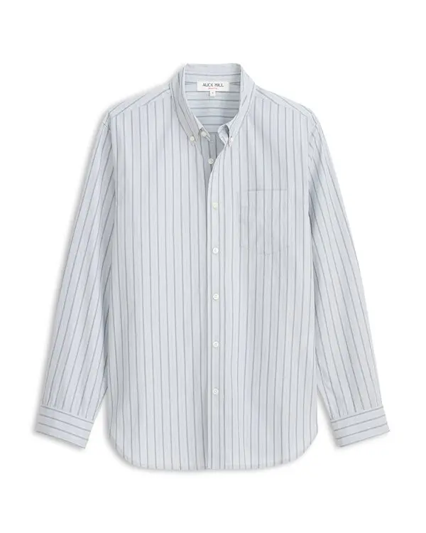 ALEX MILL Striped Cotton Poplin Long Sleeve Shirt