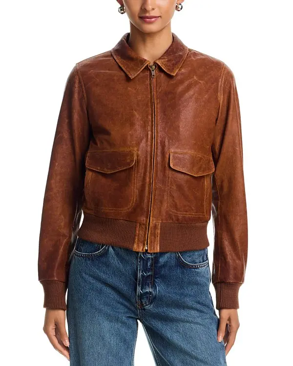 RE/DONE Quinn Leather Bomber Jacket