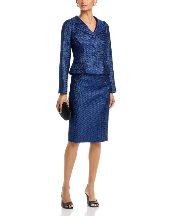 Rickie Freeman For Teri Jon Shimmer Basket Weave Jacquard Skirt