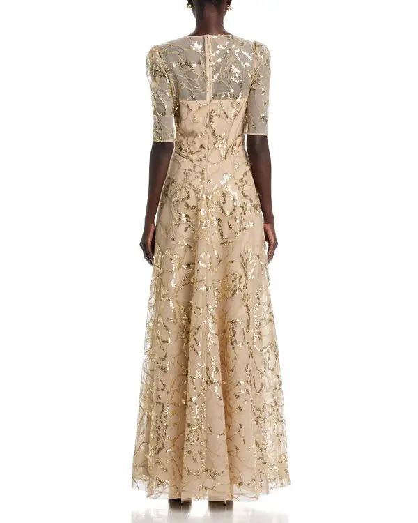 Rickie Freeman For Teri Jon Sequined Embroidered Tulle Gown