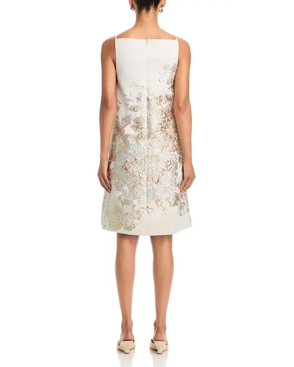 Rickie Freeman For Teri Jon Metallic Jacquard Floral Dress
