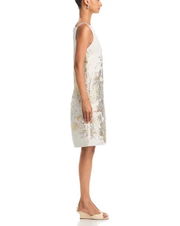 Rickie Freeman For Teri Jon Metallic Jacquard Floral Dress