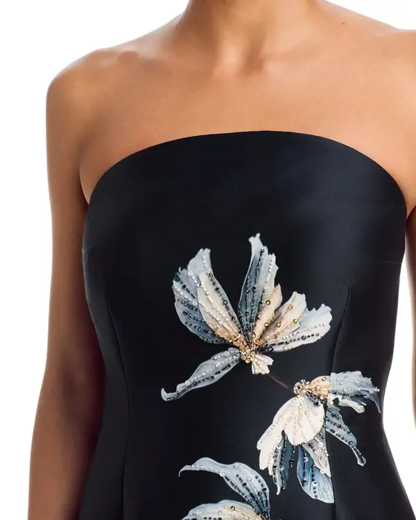 Rickie Freeman For Teri Jon Mikado Strapless Gown With Floral Motif