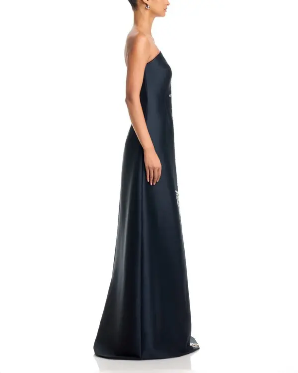 Rickie Freeman For Teri Jon Mikado Strapless Gown With Floral Motif