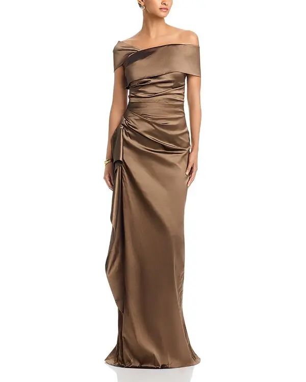 Rickie Freeman For Teri Jon Asymmetrical Taffeta Gown