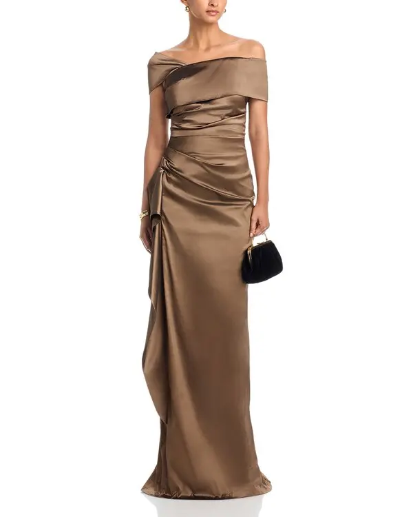 Rickie Freeman For Teri Jon Asymmetrical Taffeta Gown
