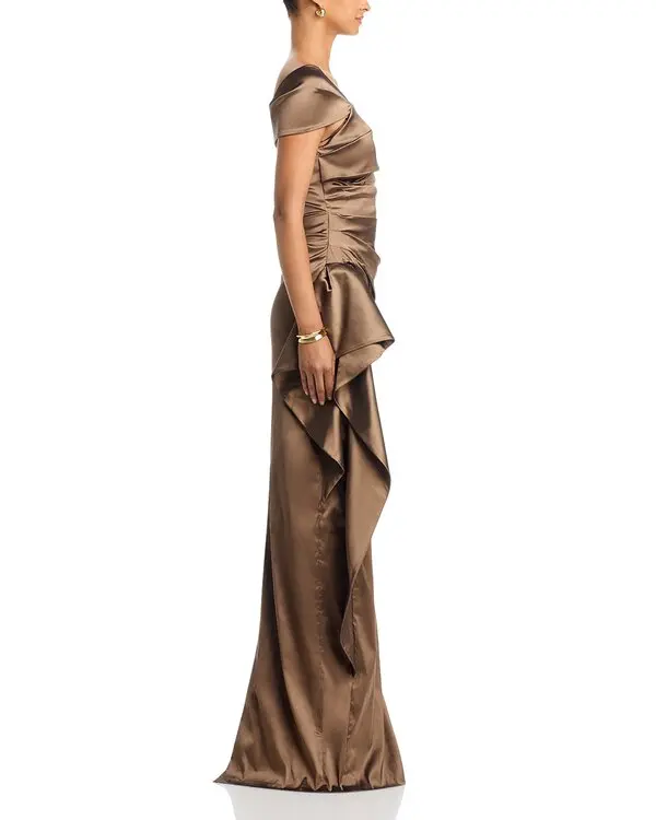 Rickie Freeman For Teri Jon Asymmetrical Taffeta Gown