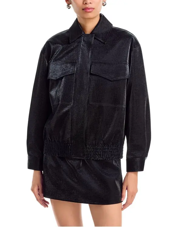WAYF Walker Faux Leather Bomber Jacket