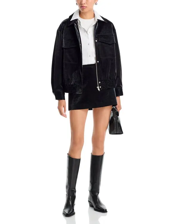 WAYF Walker Faux Leather Bomber Jacket