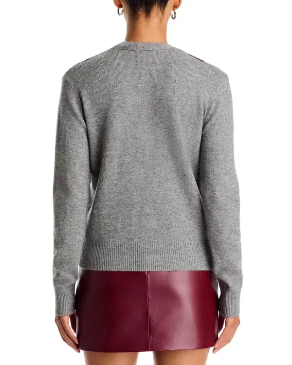 WAYF Elizabeth Argyle Cardigan Sweater - Grey/maroon