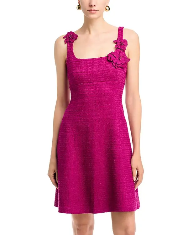 Rickie Freeman For Teri Jon Boucle Floral Applique Dress