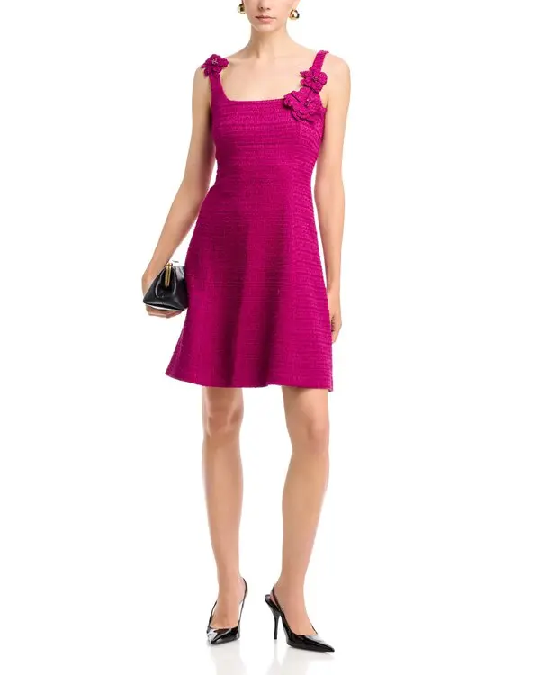 Rickie Freeman For Teri Jon Boucle Floral Applique Dress