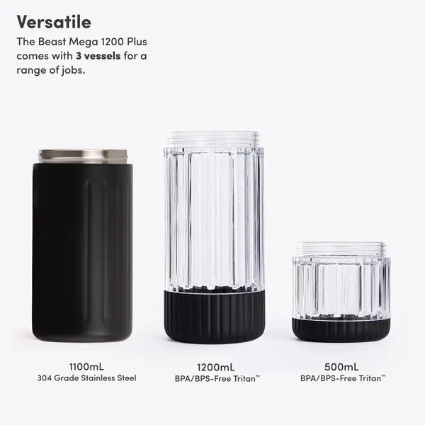 BEAST Mega 1200 Stainless Steel Blender - Black