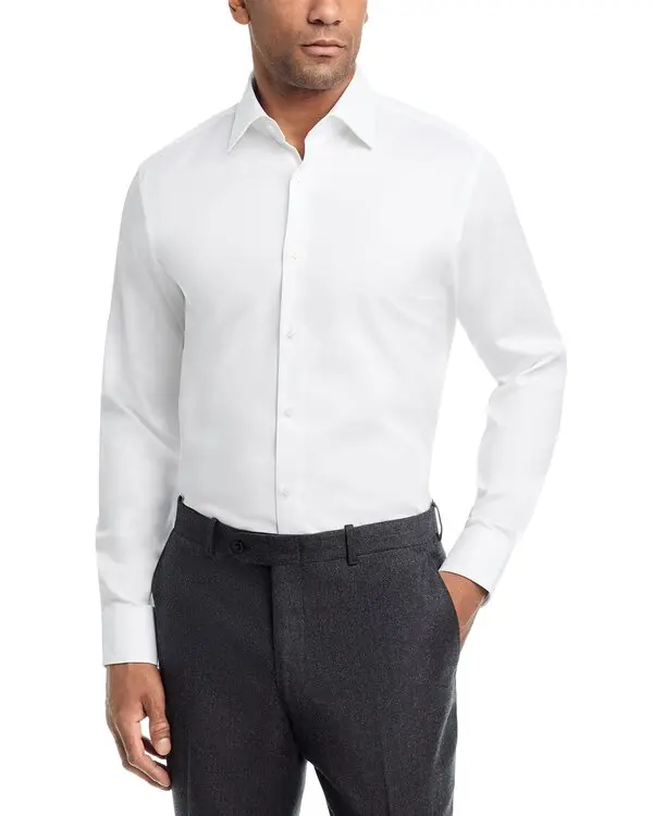 BOSS Joe Diamond Solid Regular Fit Dress Shirt - White