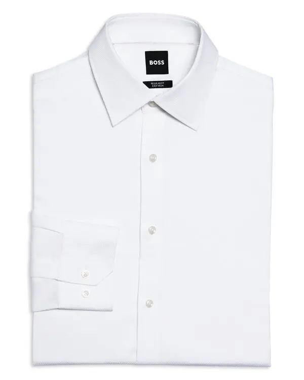 BOSS Joe Diamond Solid Regular Fit Dress Shirt - White