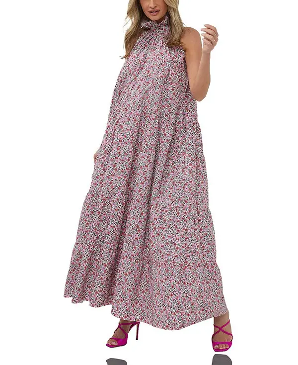 MARIELLE STOKKELAAR Floral Print Maxi Dress With Back Bow Detail